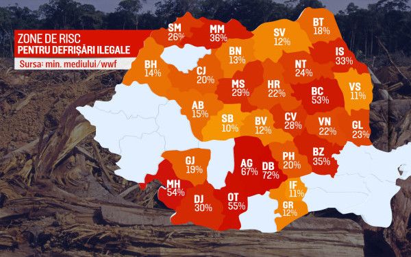 COD ROSU de taieri ilegale de paduri, in 28 de judete. Harta zonelor de ...